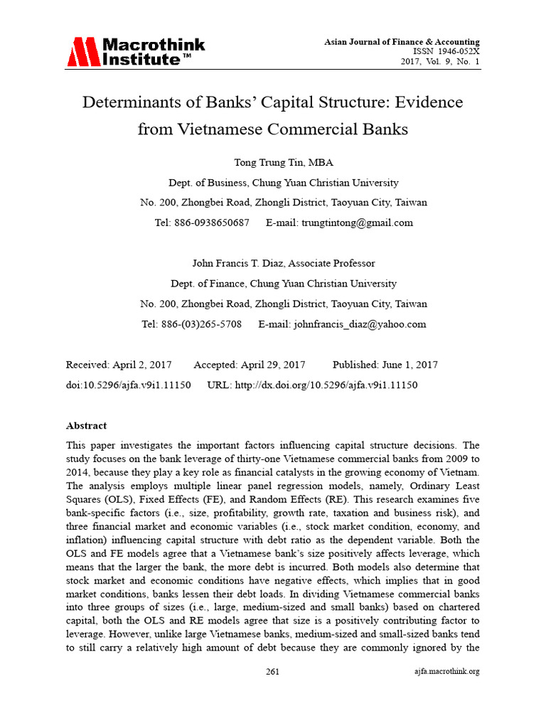 Determinants of Banks Capital Structure | PDF