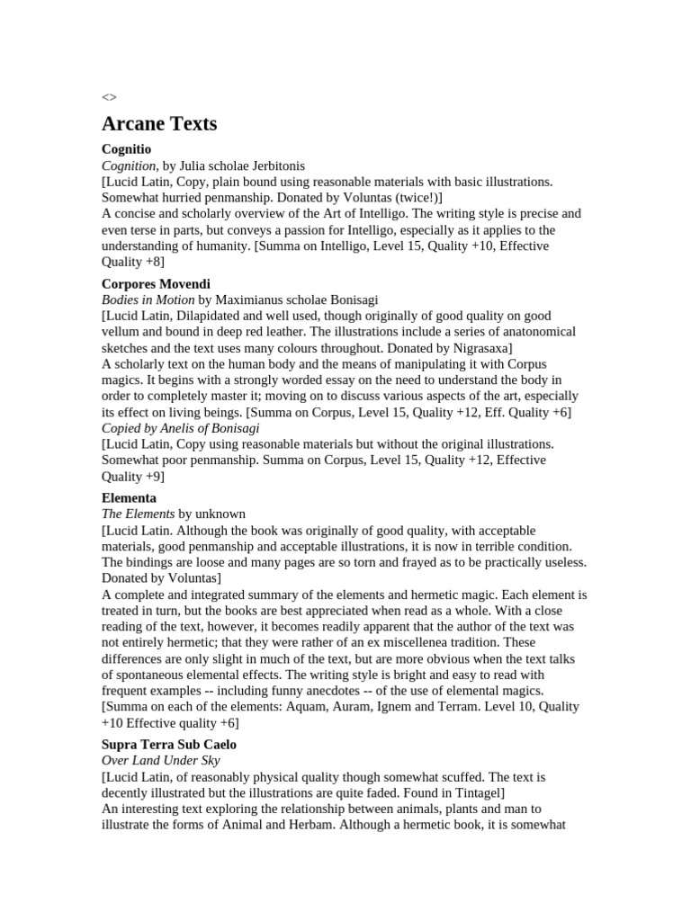 Arcane Texts | PDF