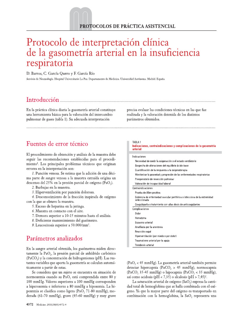 Interpretacion de La Gasometria Arterial | PDF