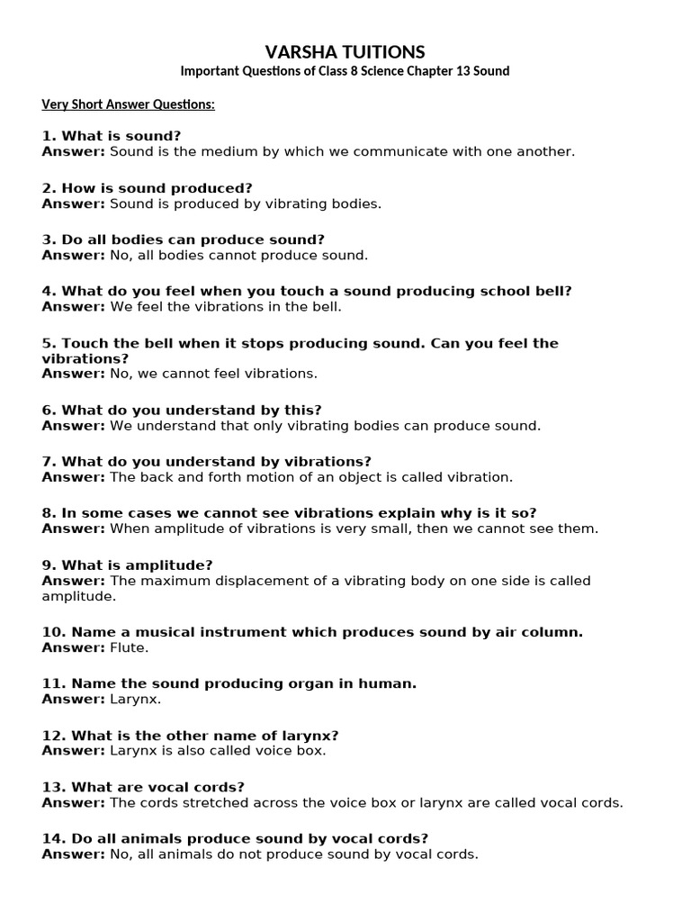 sound important questions | PDF