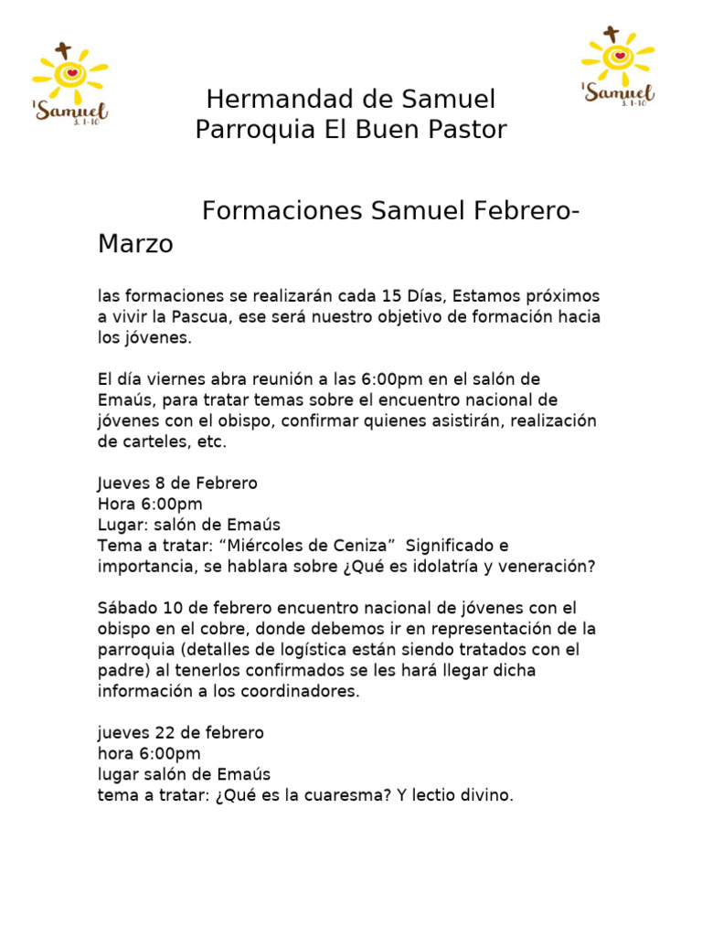 Hermandad de Samuel Formacion | PDF