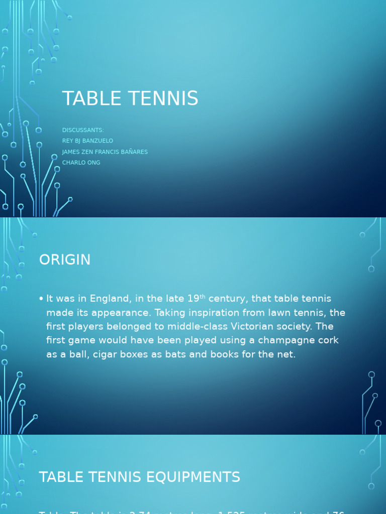 Presentation Table Tennis | PDF | Table Tennis | Sports & Recreation