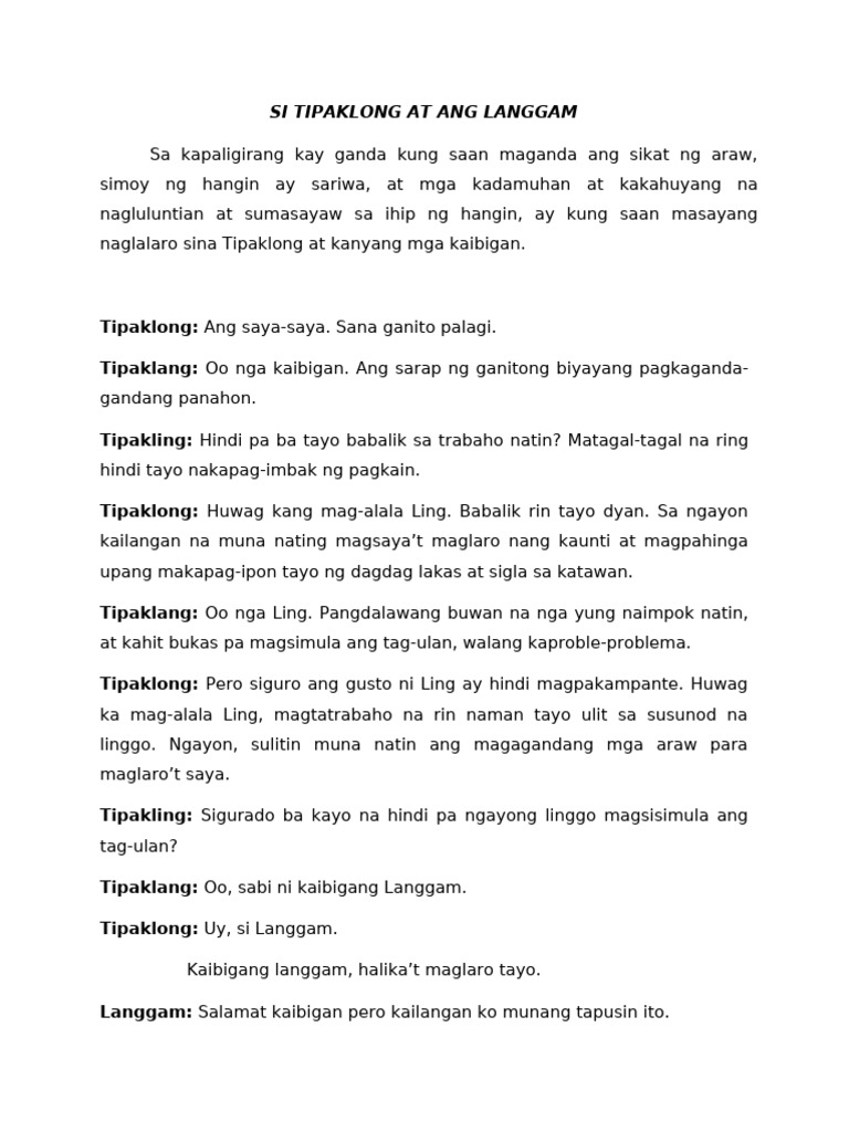 Si Tipaklong at Ang Langgam | PDF