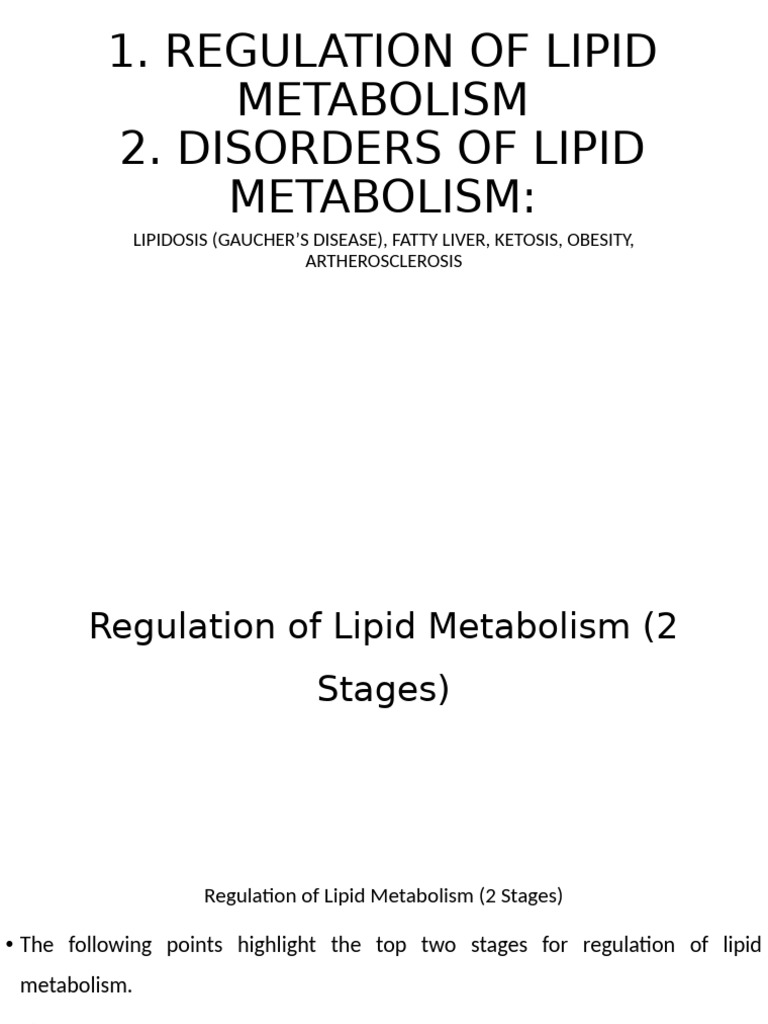 Regulation and Disorders of Lipid Metabolism-1 | PDF