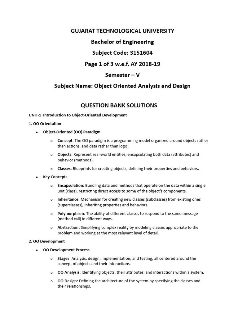 Ooad QB Solution | PDF