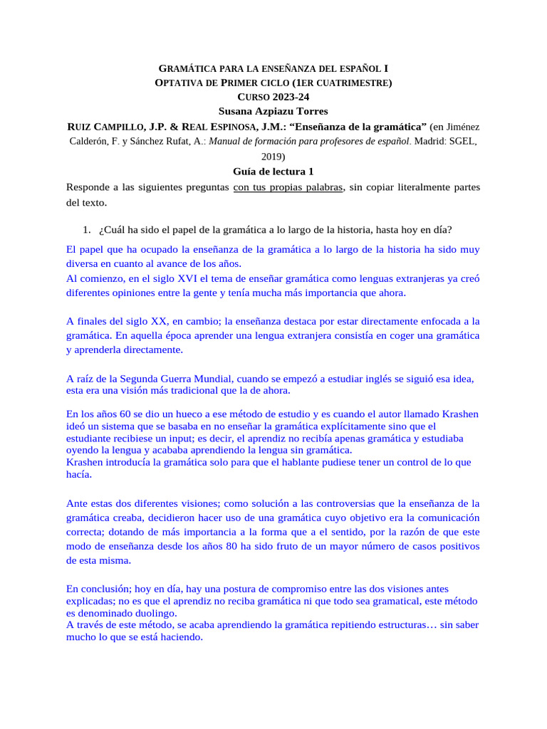 ELE - Lectura 1 Corregida | PDF