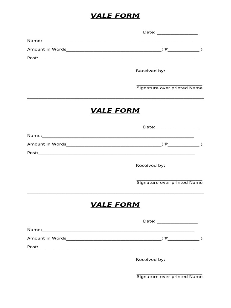 Vale Form | PDF