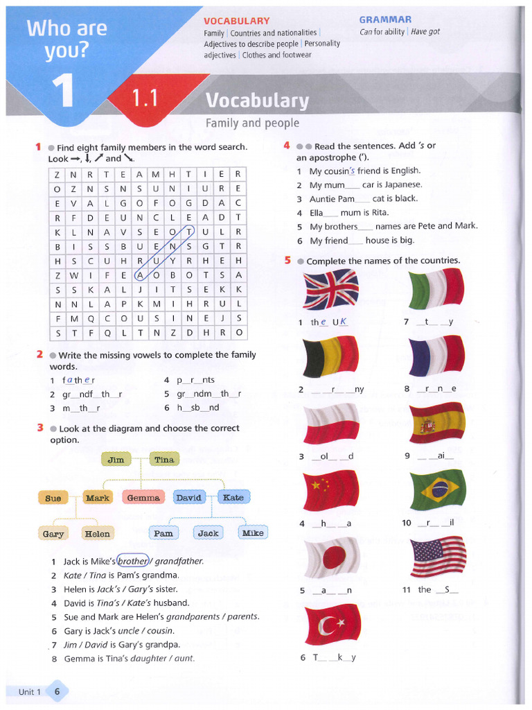 Libro 2 - Wider World 1 - Workbook Unit 1 | PDF