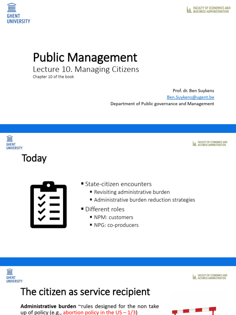 Lecture 10. Managing Citizens | PDF