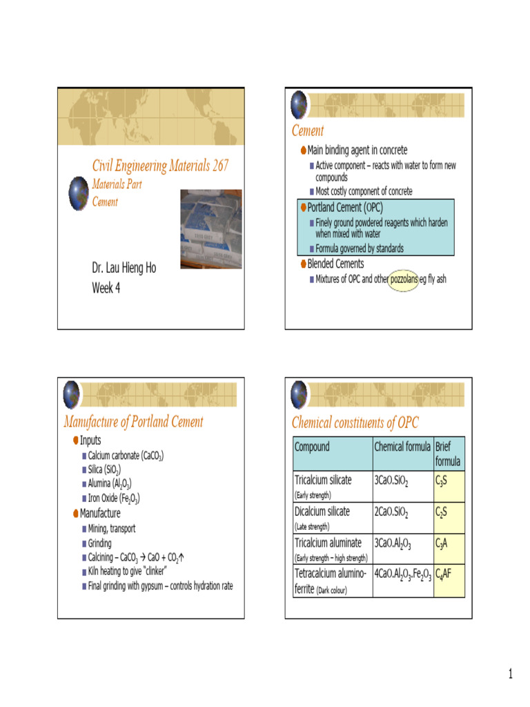 CEM267 Lecture 04 Cement | PDF