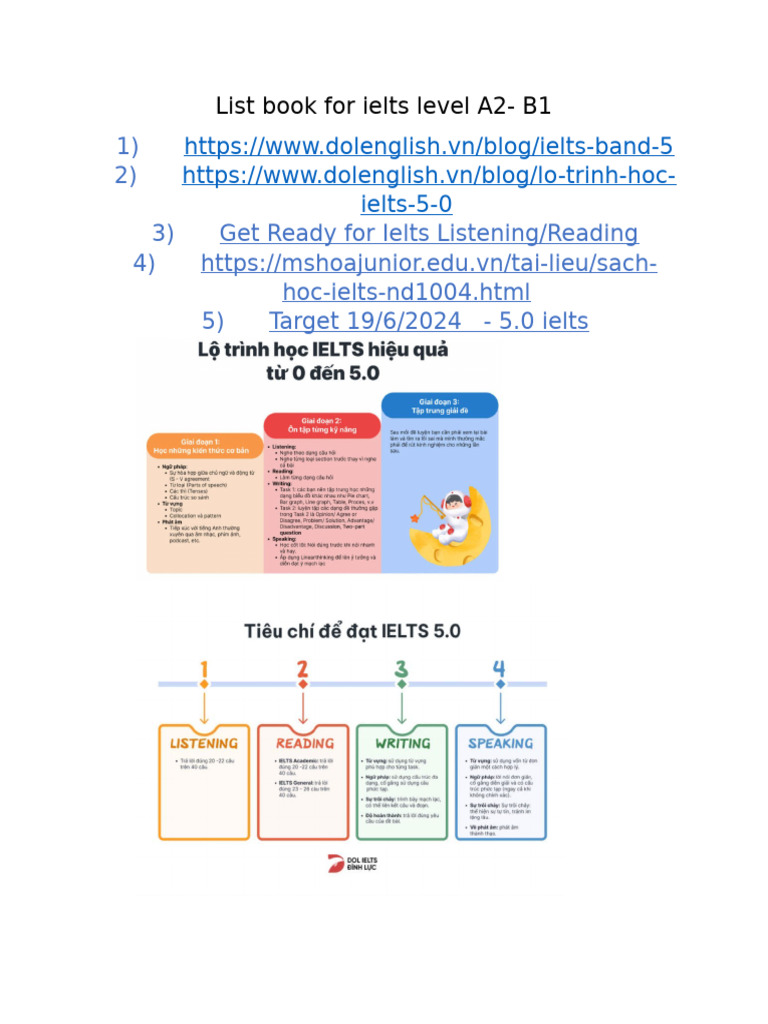 List Book For Ielts Level A2 | PDF