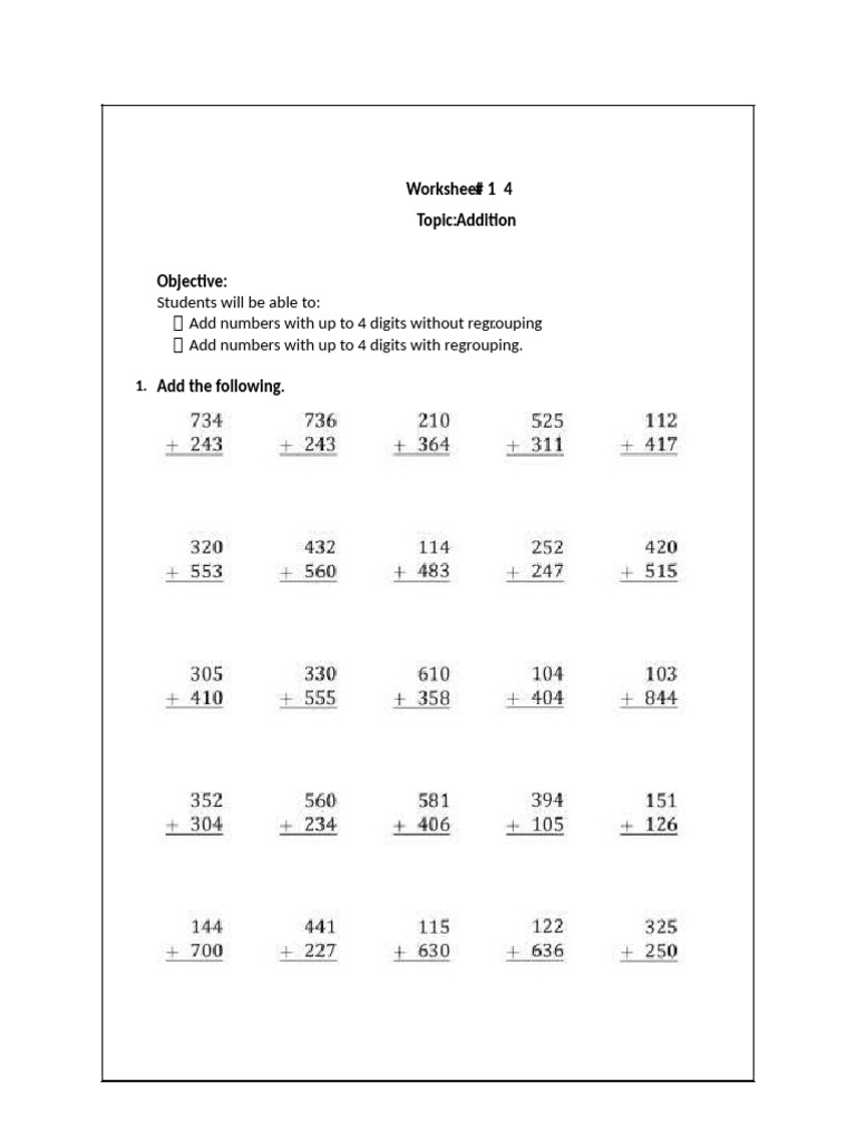 Addition Class 3 | PDF