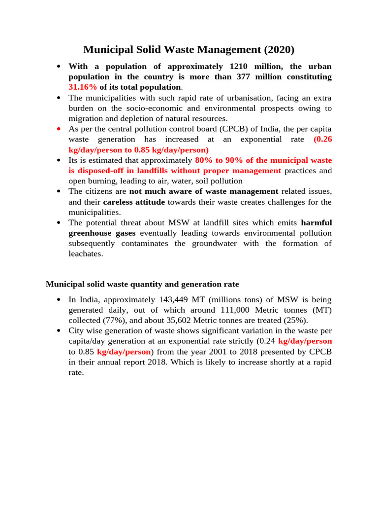 Solid Waste Management (MSWM) | PDF