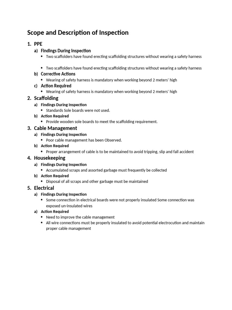 Scope and Description of HSE Inspection Log Book-Article | PDF