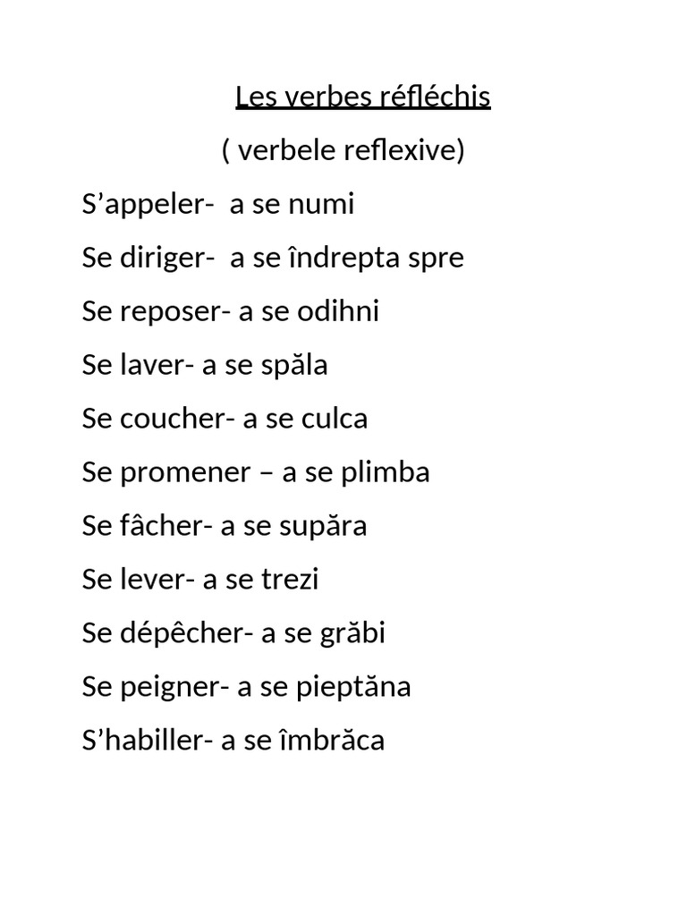 Les Verbes Réfléchis | PDF