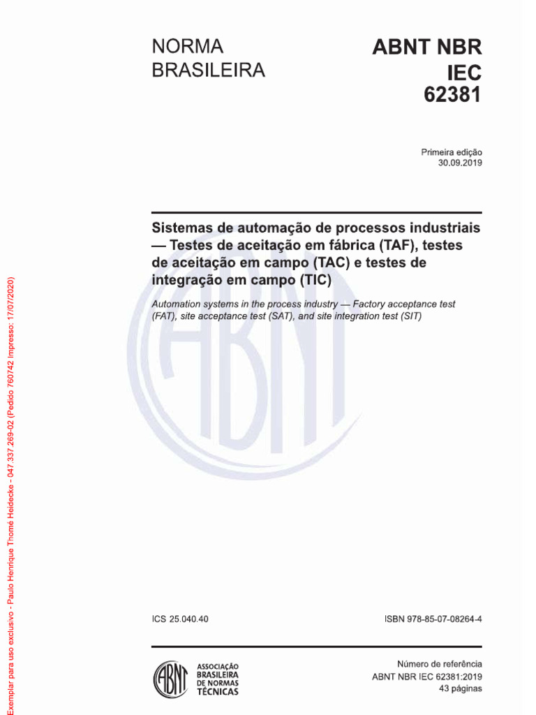 abnt 62381 AUTOMACAO | PDF