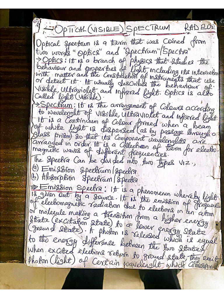 Optical Spectrum (Rad 202) by Dr. Nwodo - Frankomech | PDF