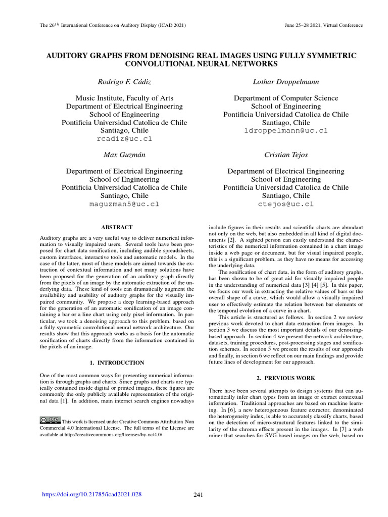 Auditory Graphs From Denoising Real Images Using Fully Symmetric | PDF