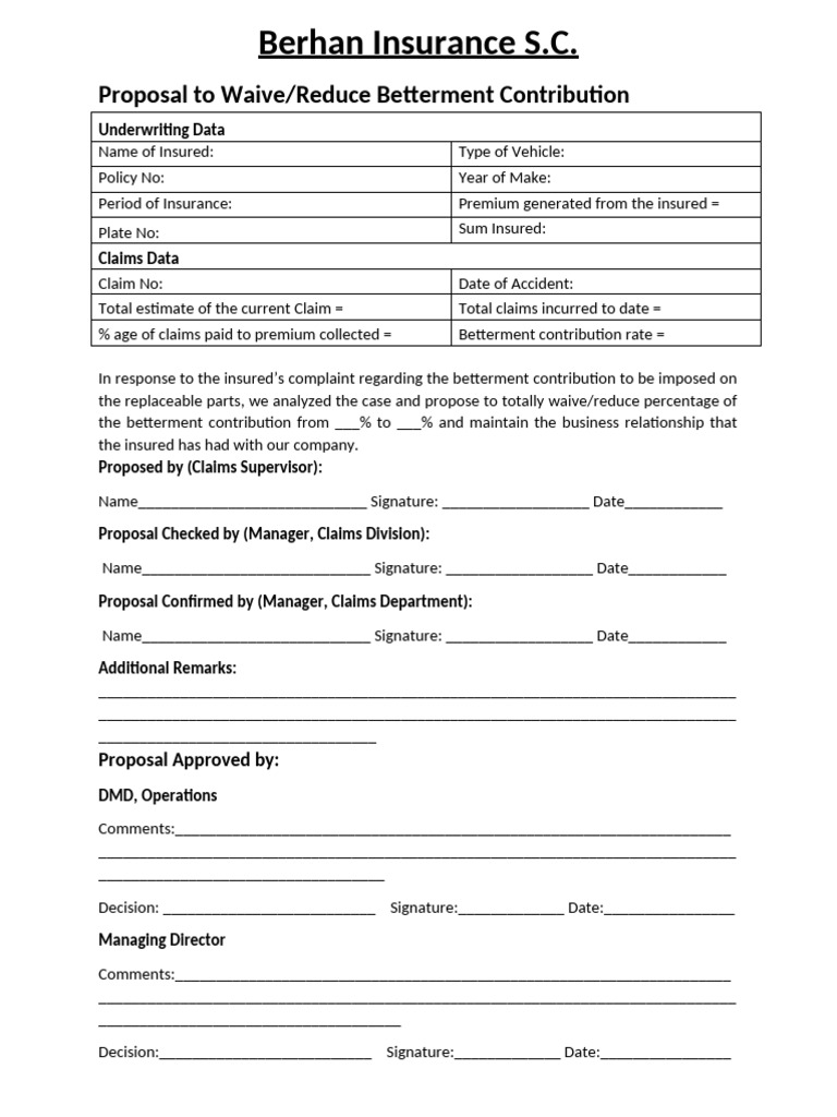 Betterment Contribution Proposal | PDF