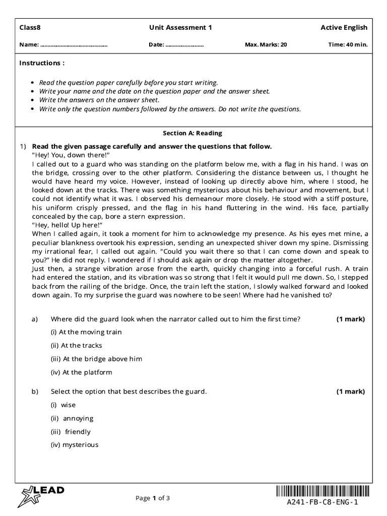 Class8_English_ASM-1 6746 | PDF