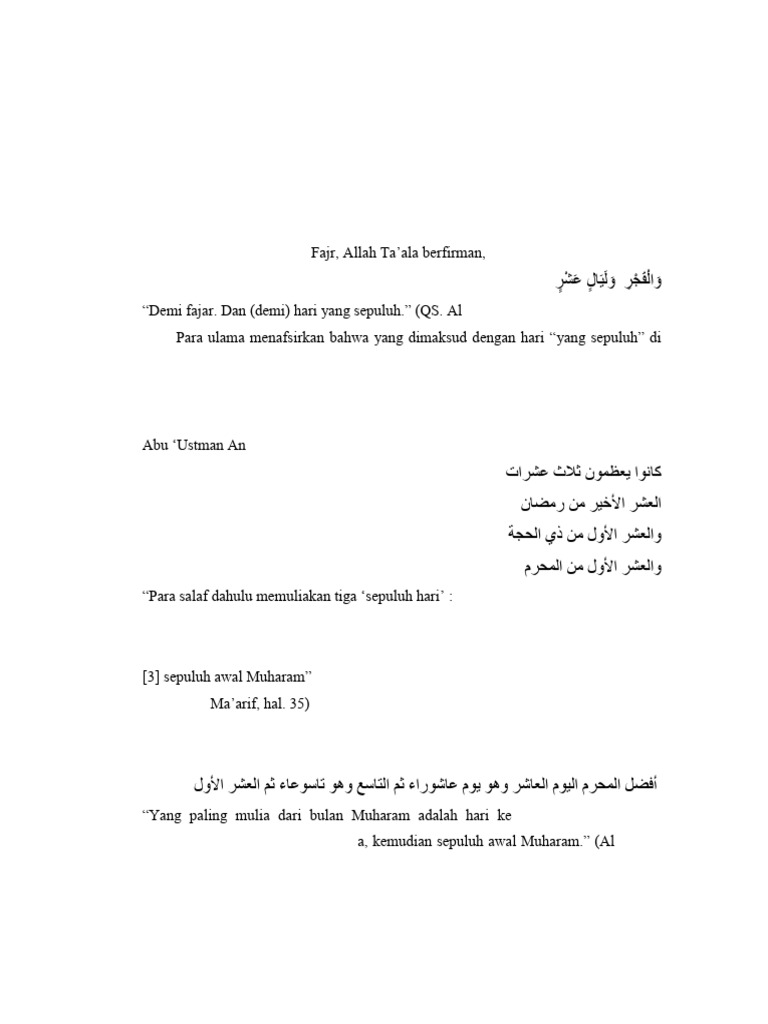 Memuliakan Sepuluh Hari Pertama Bulan Muharram | PDF