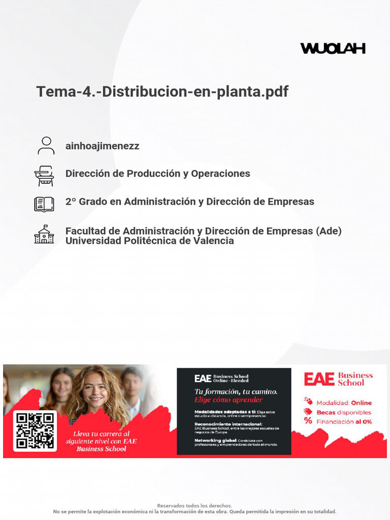 Wuolah Free Tema 4. Distribucion en Planta | PDF