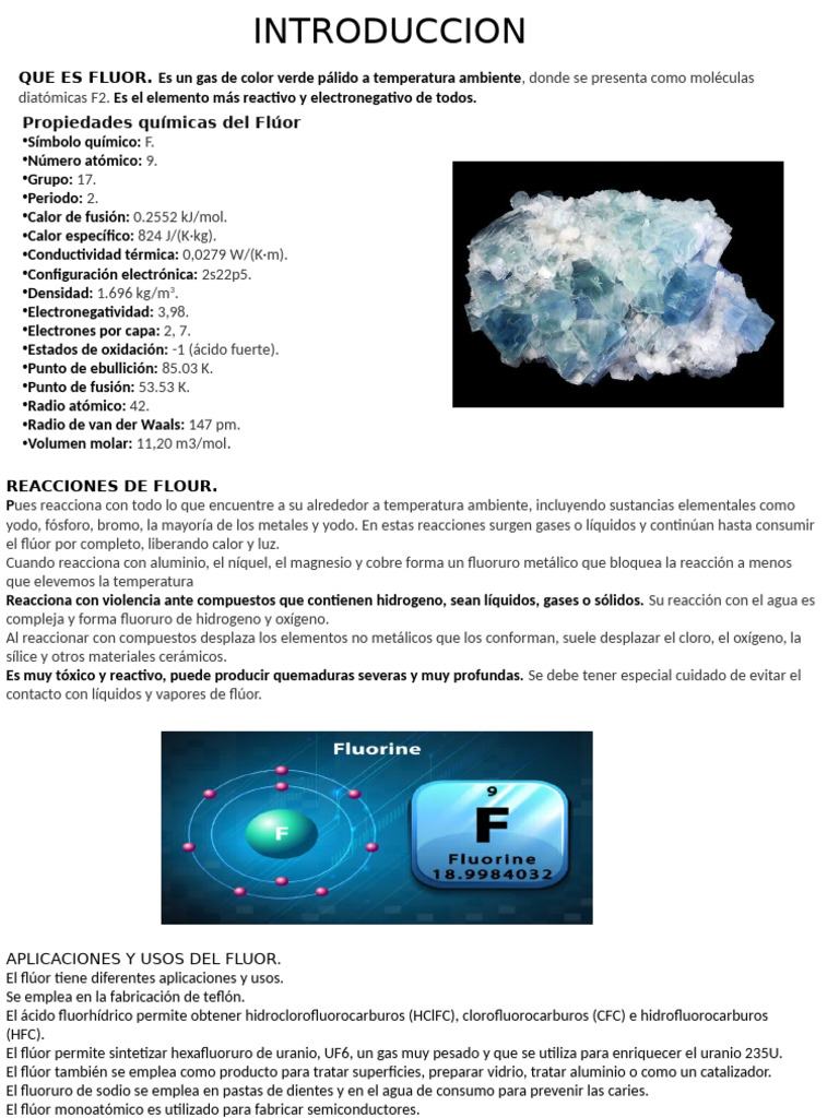 Introduccion de Fluor Detallado | PDF