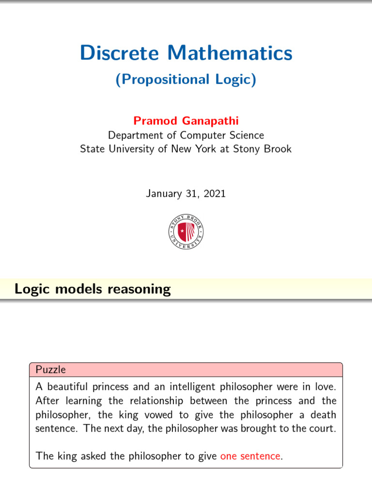 Proposition Al Logic | PDF
