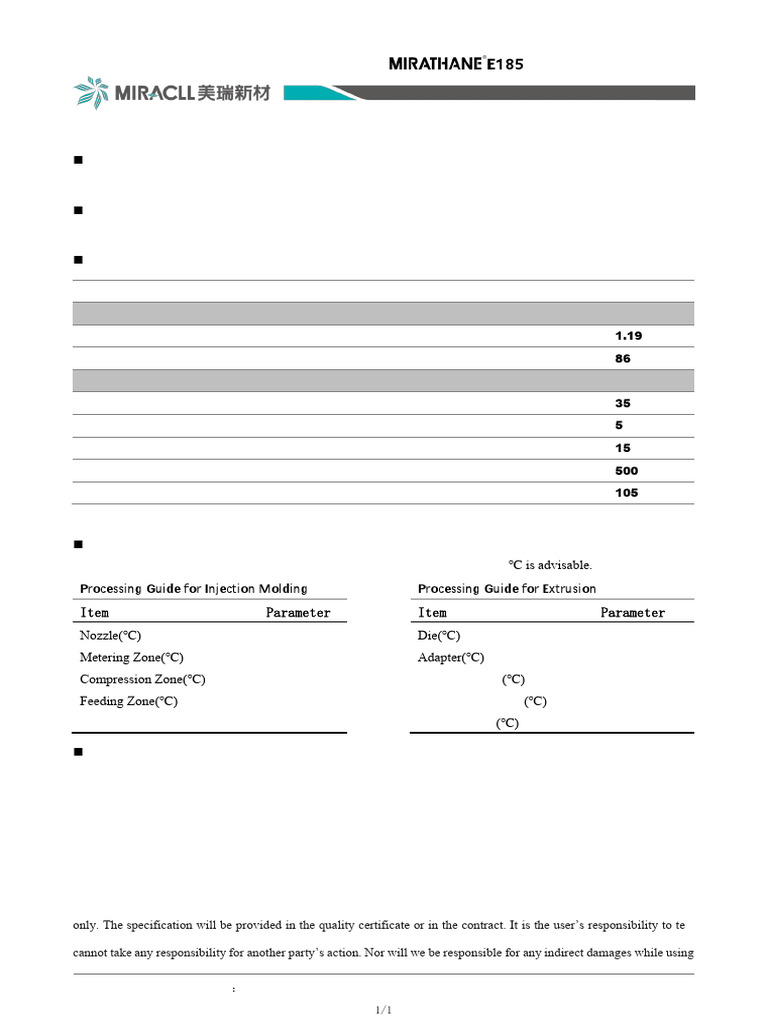 Mirathane-E185 A1 | PDF