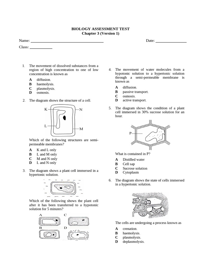 Biology Form4 Exercises | PDF