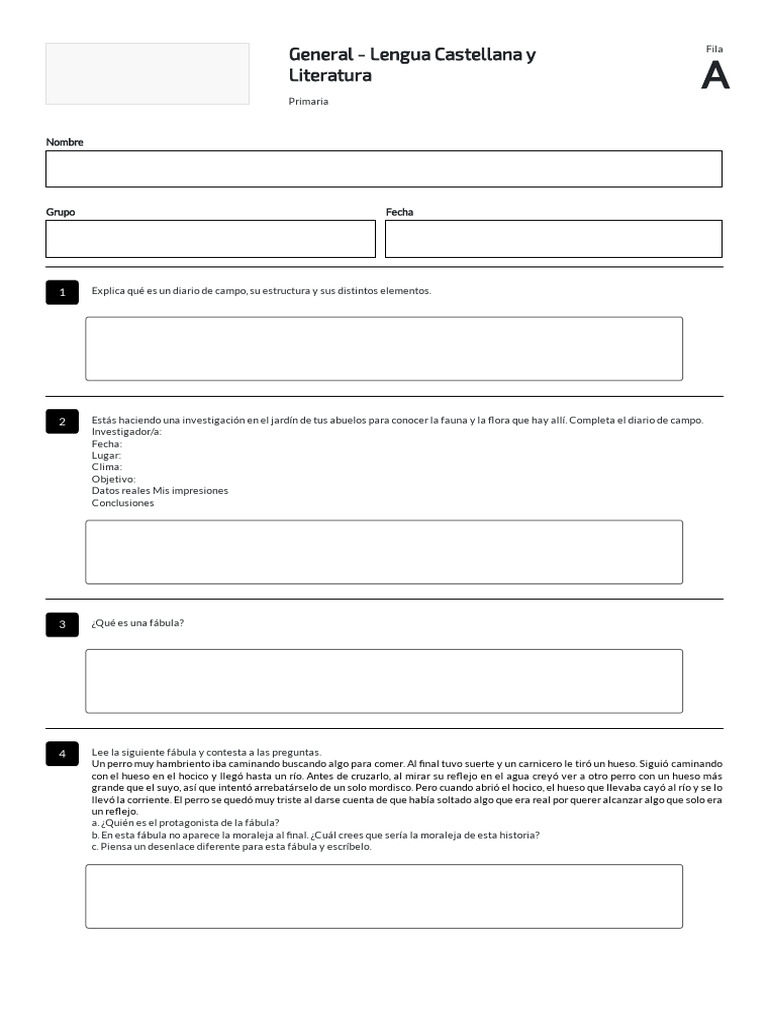 Evaluation Lengua 4 | PDF