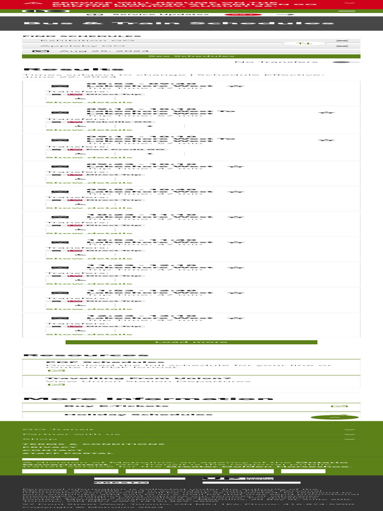 Bus & Train Schedules Trip Planning GO Transit | PDF