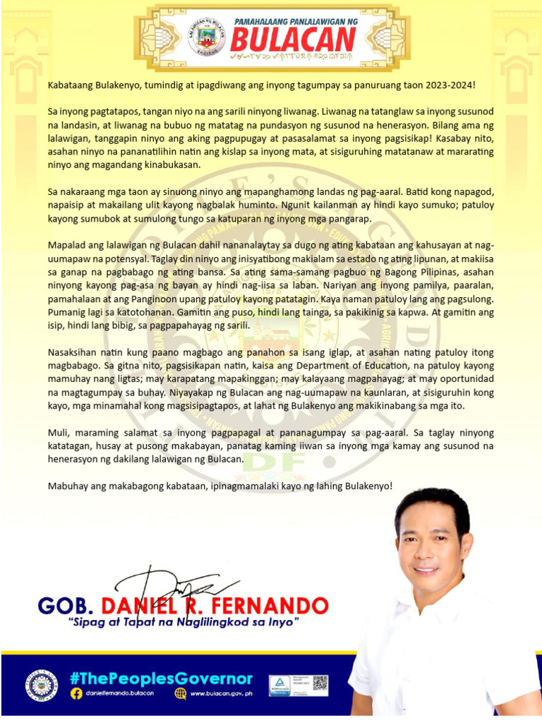 2024 Graduation Message GDRF For Program | PDF