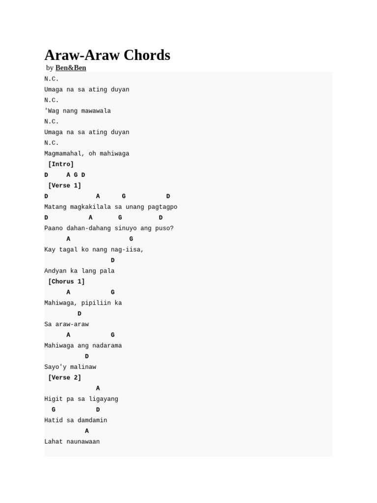 Araw Araw Chords | PDF