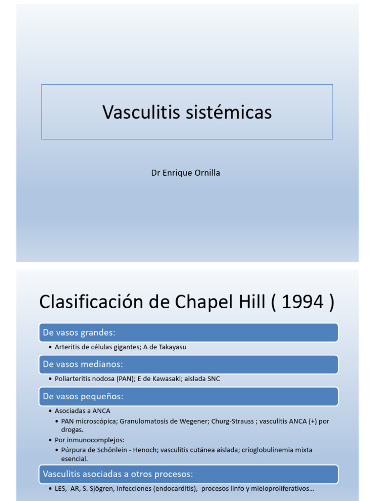 Vasculitis Sistémicas: DR Enrique Ornilla | PDF