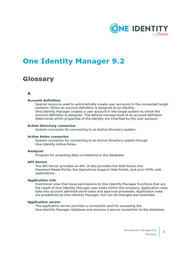 OneIM Glossary | PDF