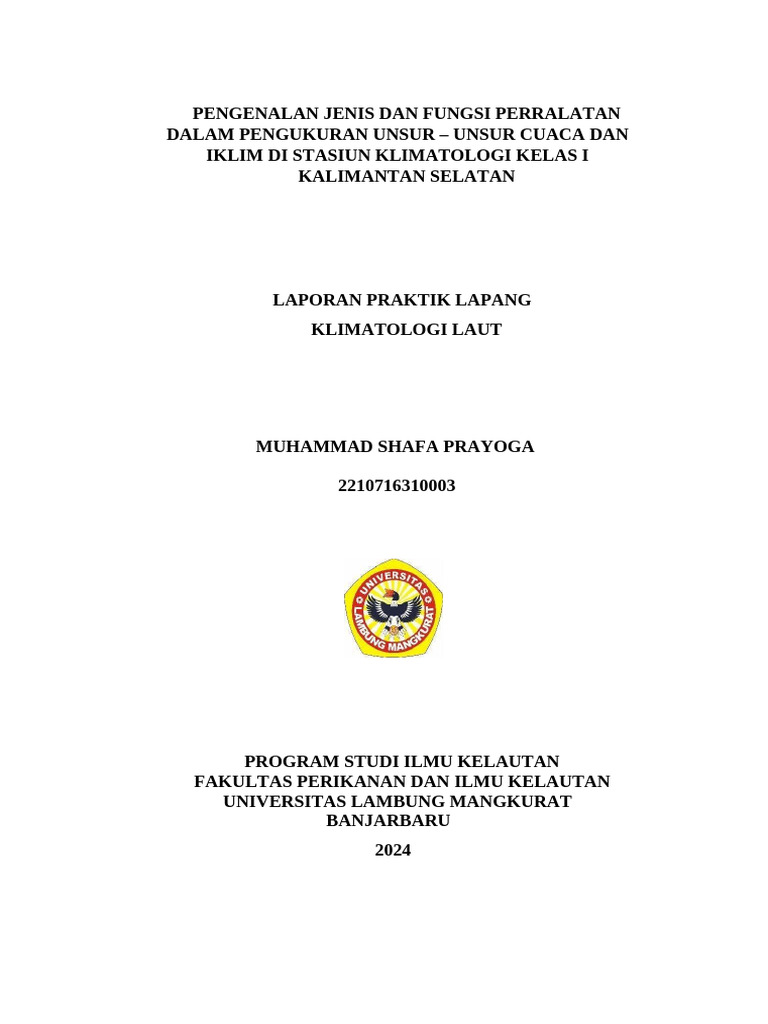 Yl Laporan Kelimatologi | PDF