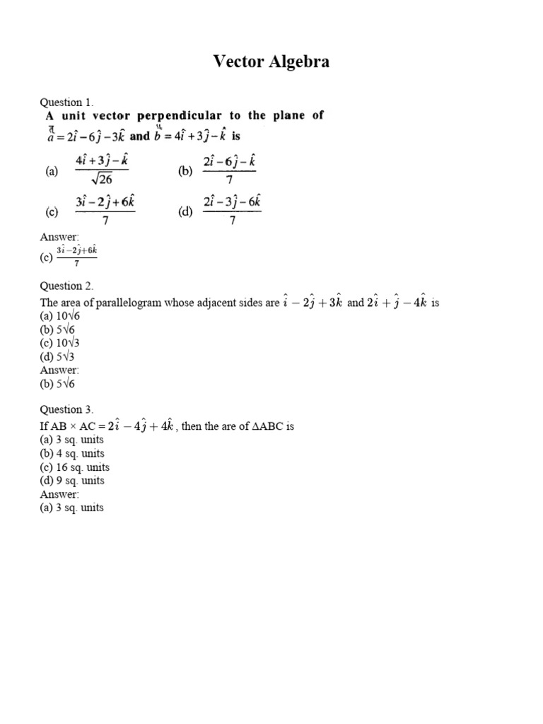 vector algebra (60 MCQ) with sol | PDF