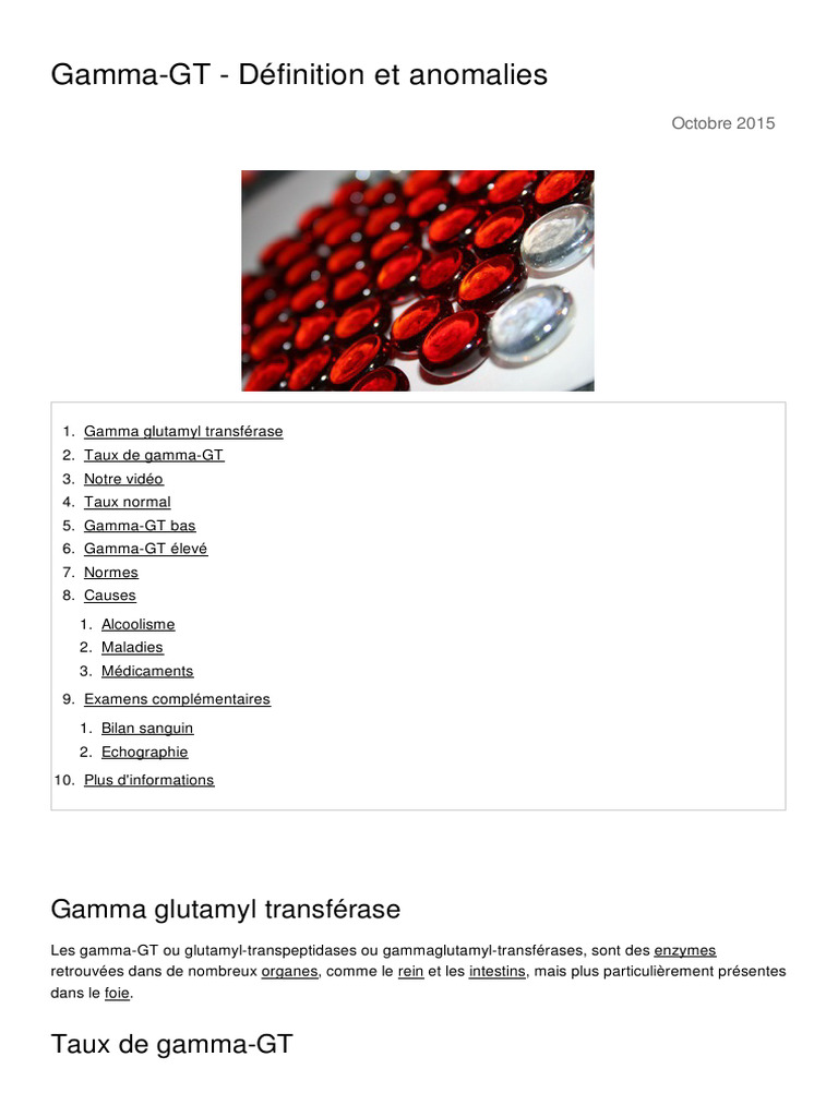 Gamma GT Definition Et Anomalies 1292 Nwp0il | PDF