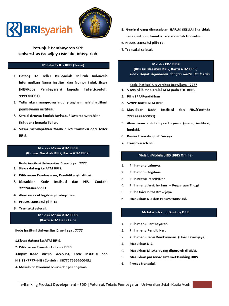 Petunjuk Pembayaran SPP Universitas Brawijaya | PDF | Bisnis | Komputer