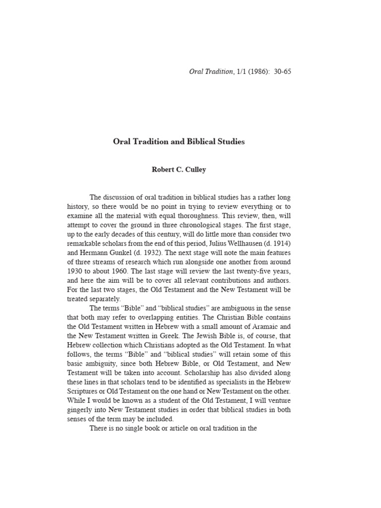 Oral Tradition OT | PDF