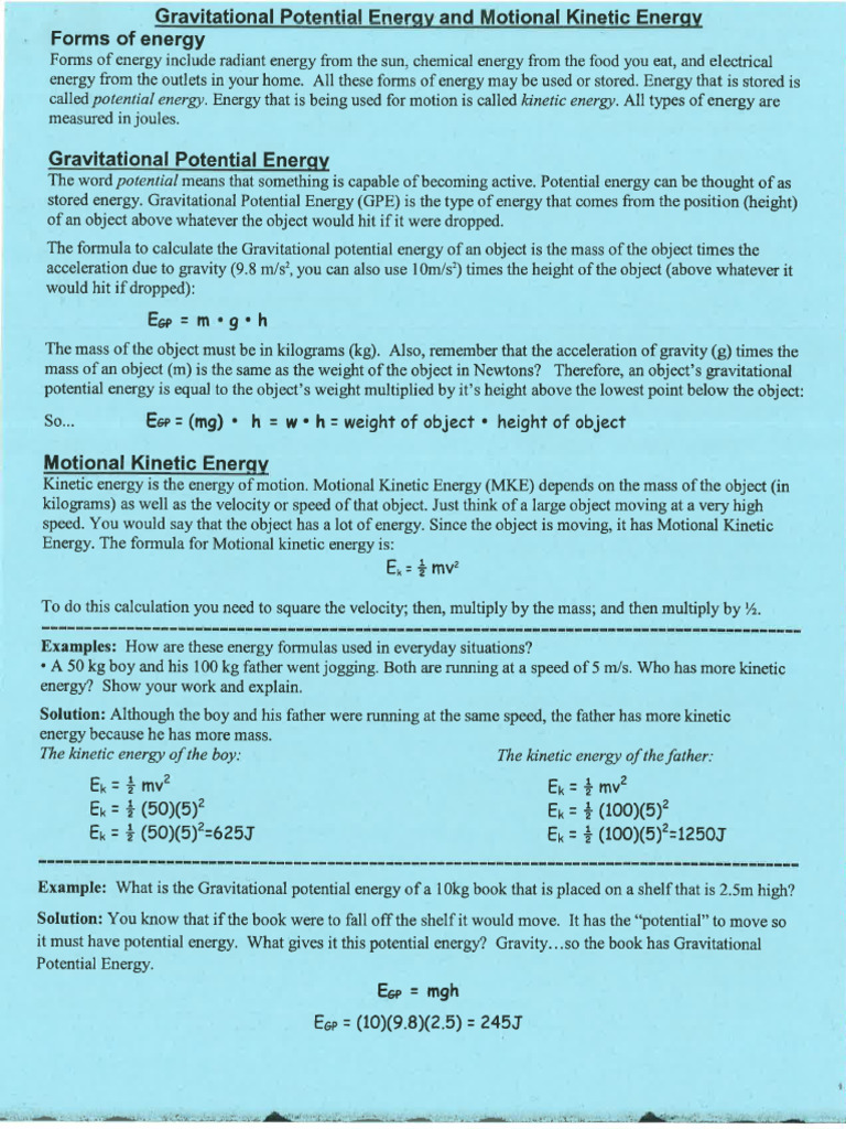 Worksheet_MechanicalEnergy_2015_Solutions | PDF