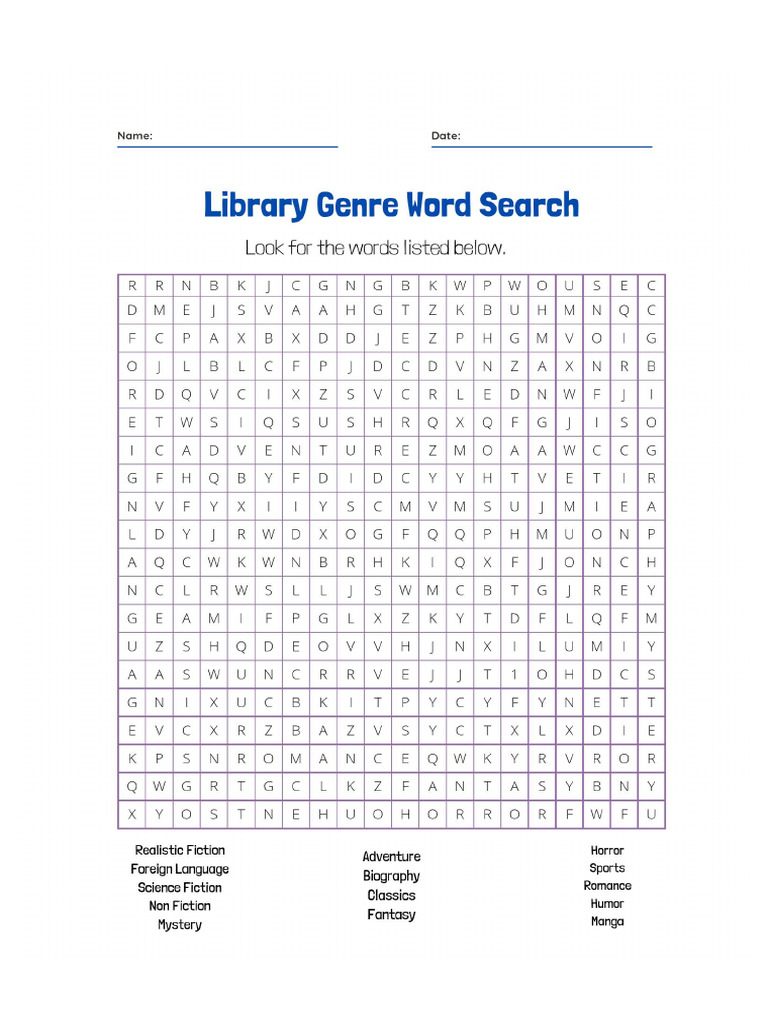 Library Genre Word Search - 20240910 - 054250 - 0000 - 240910 - 054604 ...