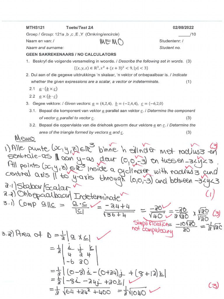 Mths121 Test 2 Memos | PDF