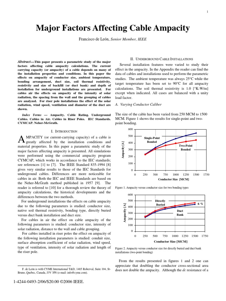 Major Factors Affecting Cable Ampacity | PDF | Cable | Electrical Wiring