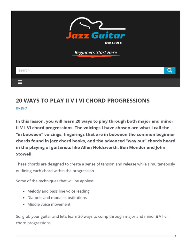 20 Ways To Play II V I VI Chord Progressions | PDF