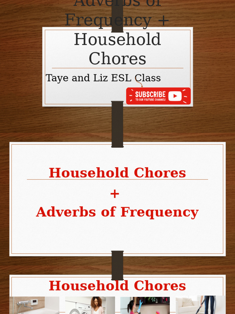 Adverbs of Frequency and Household Chores Conversation Topics Dialogs ...
