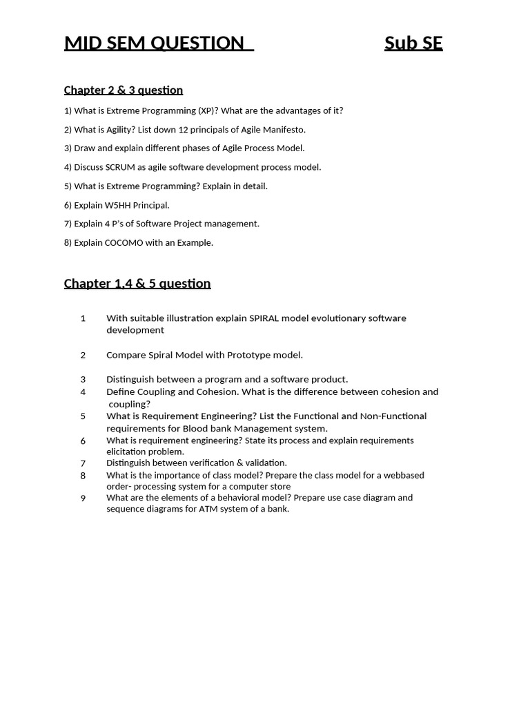 SE mid questions | PDF
