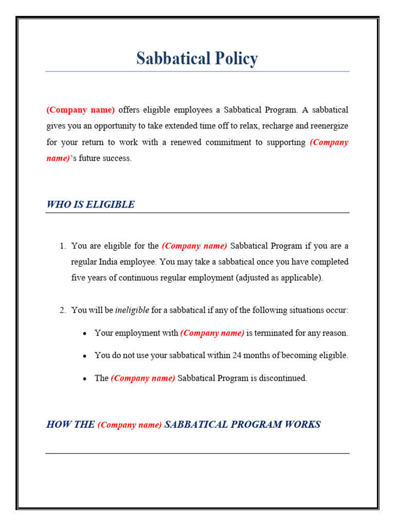 Sabbatical Policy | PDF