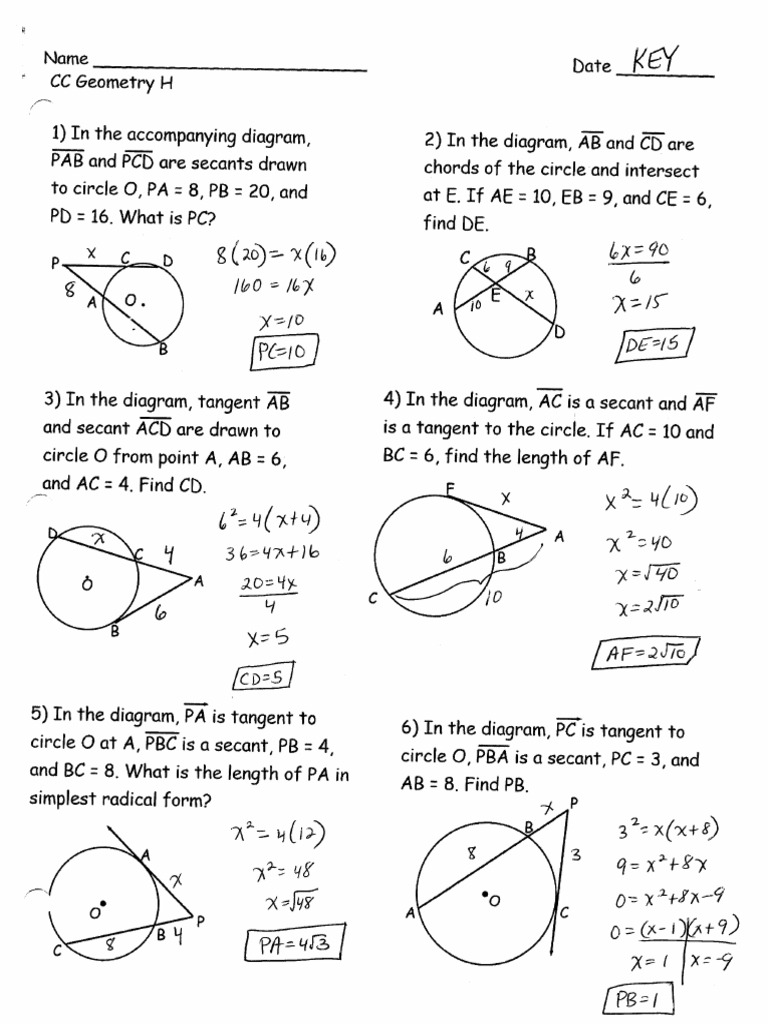 Circle Practice KEY | PDF